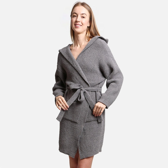 Adult Solid Color Soft Hooded Robe | Grey, Pink or Ivory – Magpies ...